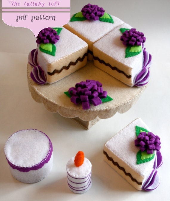 Felt Birthday Cake 2 Tier PDF PATTERN with by thelullabyloft