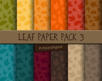 Autumn Leaves Digital Paper Pack with Leaf & Gingham patterns
