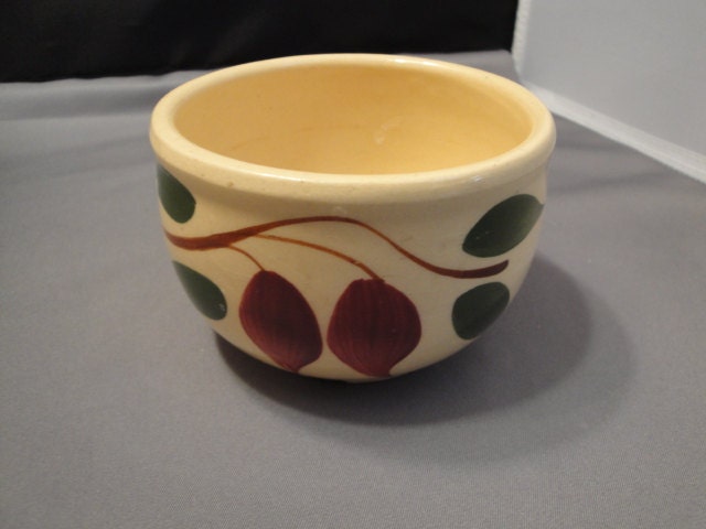 Watt Pottery Small Custard Cup # 75 Handpainted 4 Leaf, U.S.A. “TEAR ...