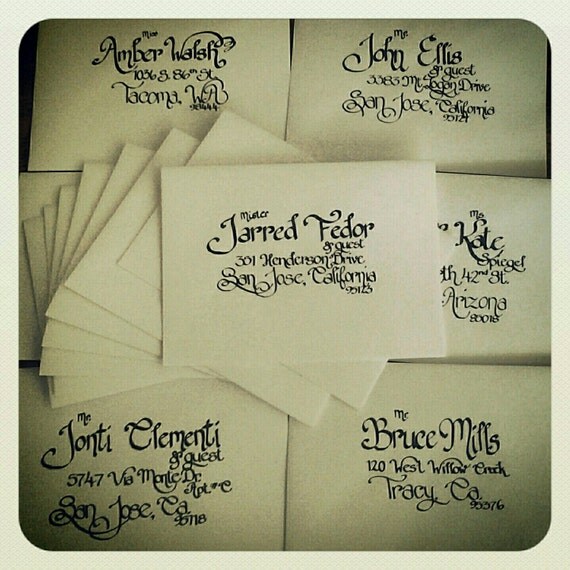Items similar to Calligraphy Envelope Addressing - Custom Font "Lindsay ...