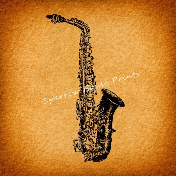 Vintage Art Saxophone Print Home Decor Antique Music Print with Vintage ...