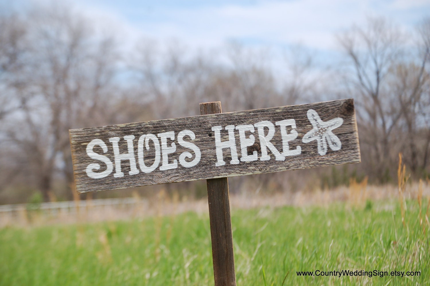 Shoes Here Sign Beach Wedding Sign Rustic Wood Sign Wooden