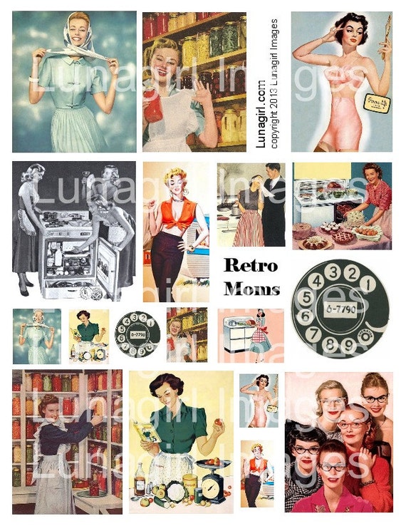 RETRO MOMS 1950s housewives digital collage sheet vintage