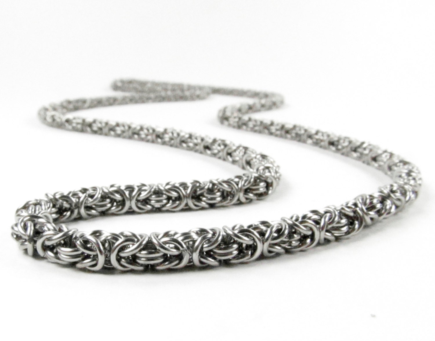Chainmaille Necklace Byzantine Pattern Chain Thin