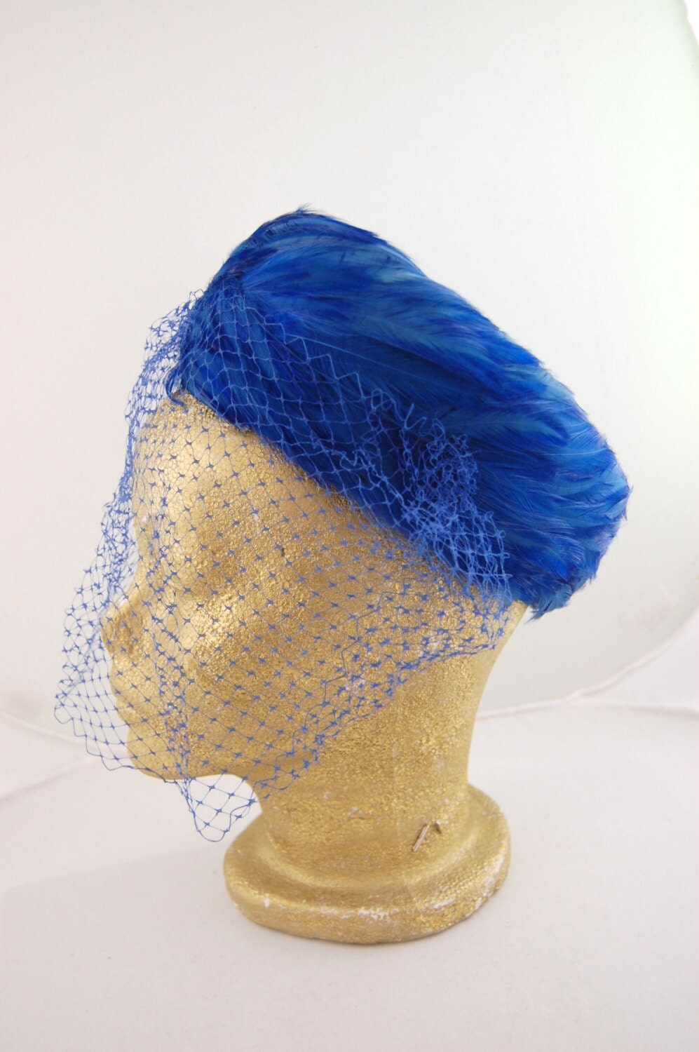 1960s Blue Feather Cossack Hat – Blue feathered Hat – 60s Jackie O Hat ...