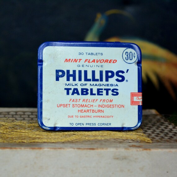 Vintage Metal Tin PHILLIPS Milk of Magnesia Tablets Mint