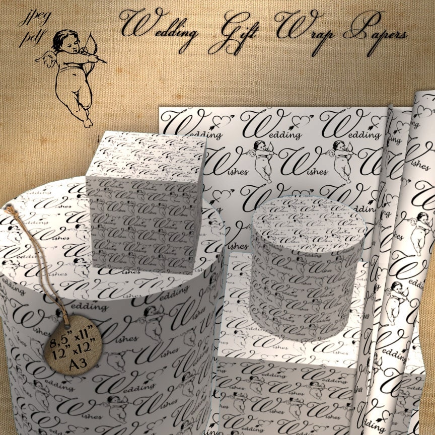 WEDDING WRAPPING Paper Printable Wedding GIFT Wrap by pixelmarket
