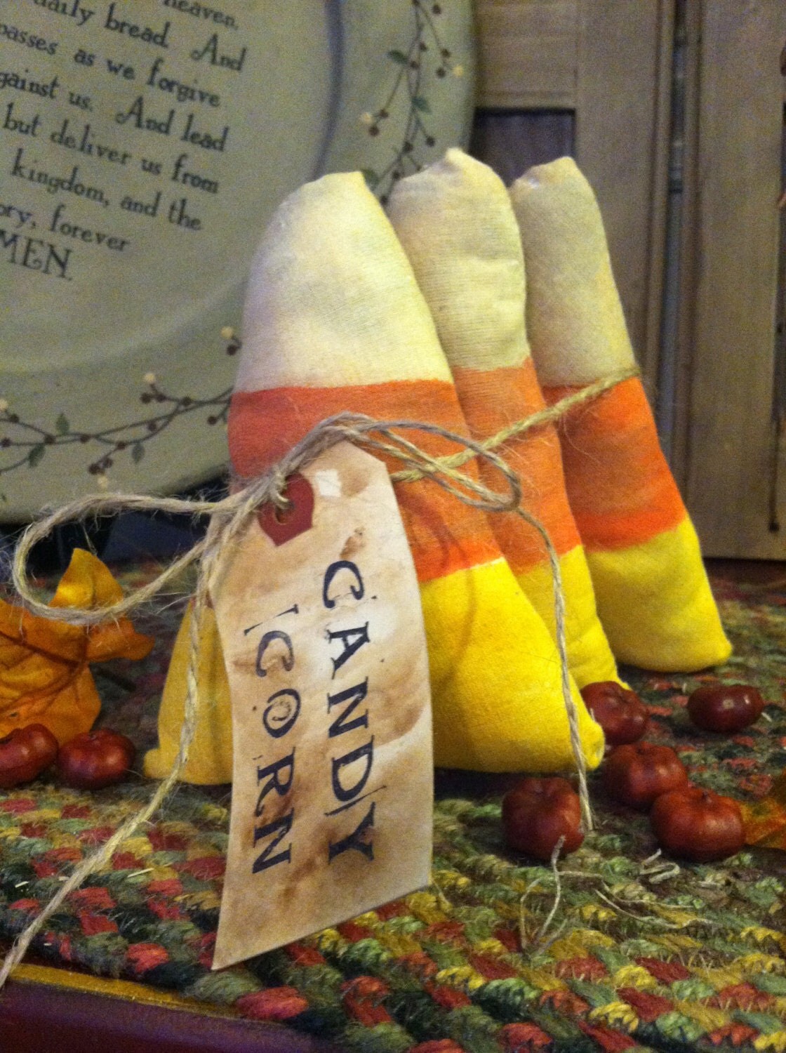 Set of 3 Primitive Halloween Handmade Fabric by JoysHomeTreasures