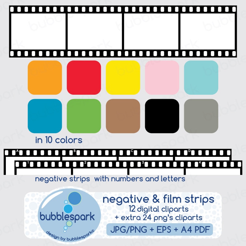 film and negative strip digital clip art pack color strip