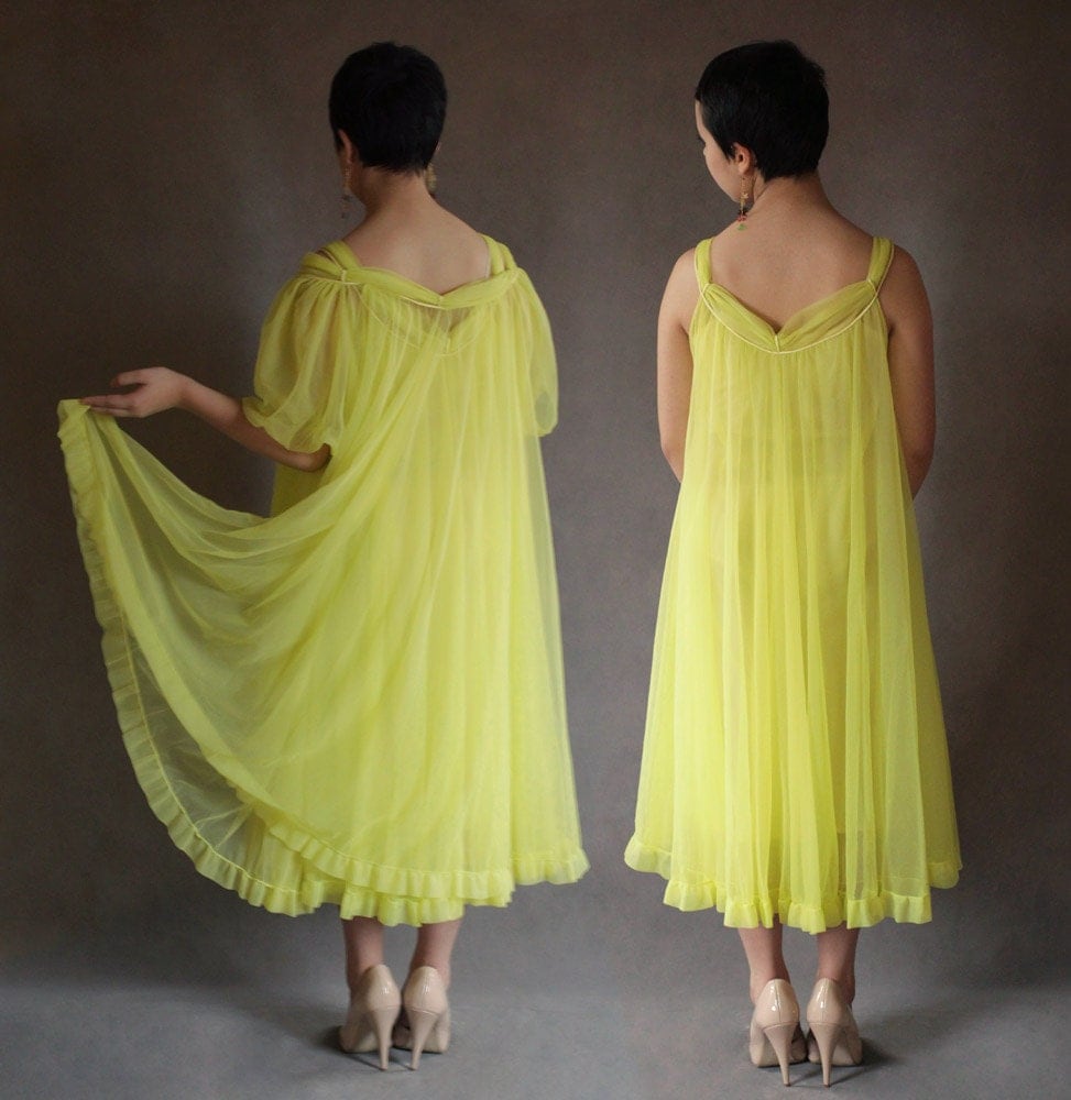 Vintage 60s Nightgown Set 60s Full Sweep Nightgown And