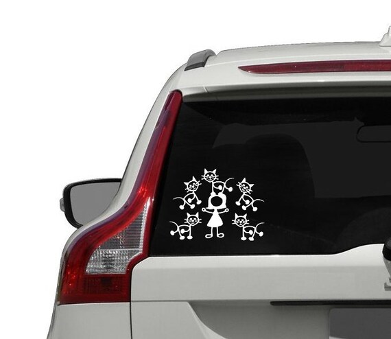 Crazy Cat Lady Funny Vinyl Window Decal Stickers Car by WrenGifts