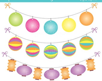 Digital Clipart - Paper lanterns bunting banners for Scrapbooking ...