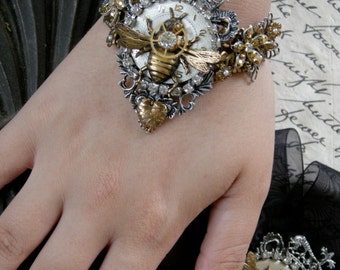 Steampunk Bracelet for a Queen Bee Jeweled by FernStreetDesigns