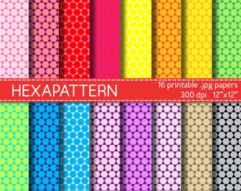 geometric digital paper, hexagon pattern paper, hexagon background ...