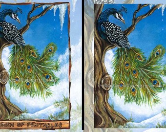 Ferret Art Print White Stoat Hierophant Tarot Card Pet