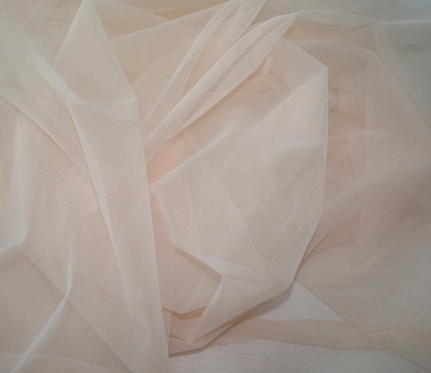 Pale Peach stretch Tulle Fabric lycra Netting by BodikianTextiles