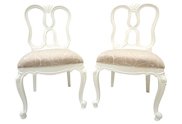 HOLLYWOOD REGENCY Pair of White Lacquered Butterfly Back Chairs (Los ...