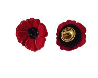Flanders poppy brooch large