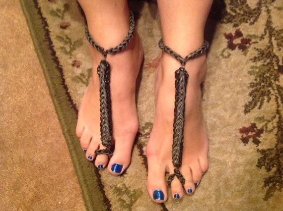 Items similar to Brown and Grey Raindrop Rubber Band Foot and Anklet ...