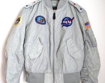 FLASH SALE 20% OFF Vintage 70s 80s Space Commander Nylon Bomber Jacket