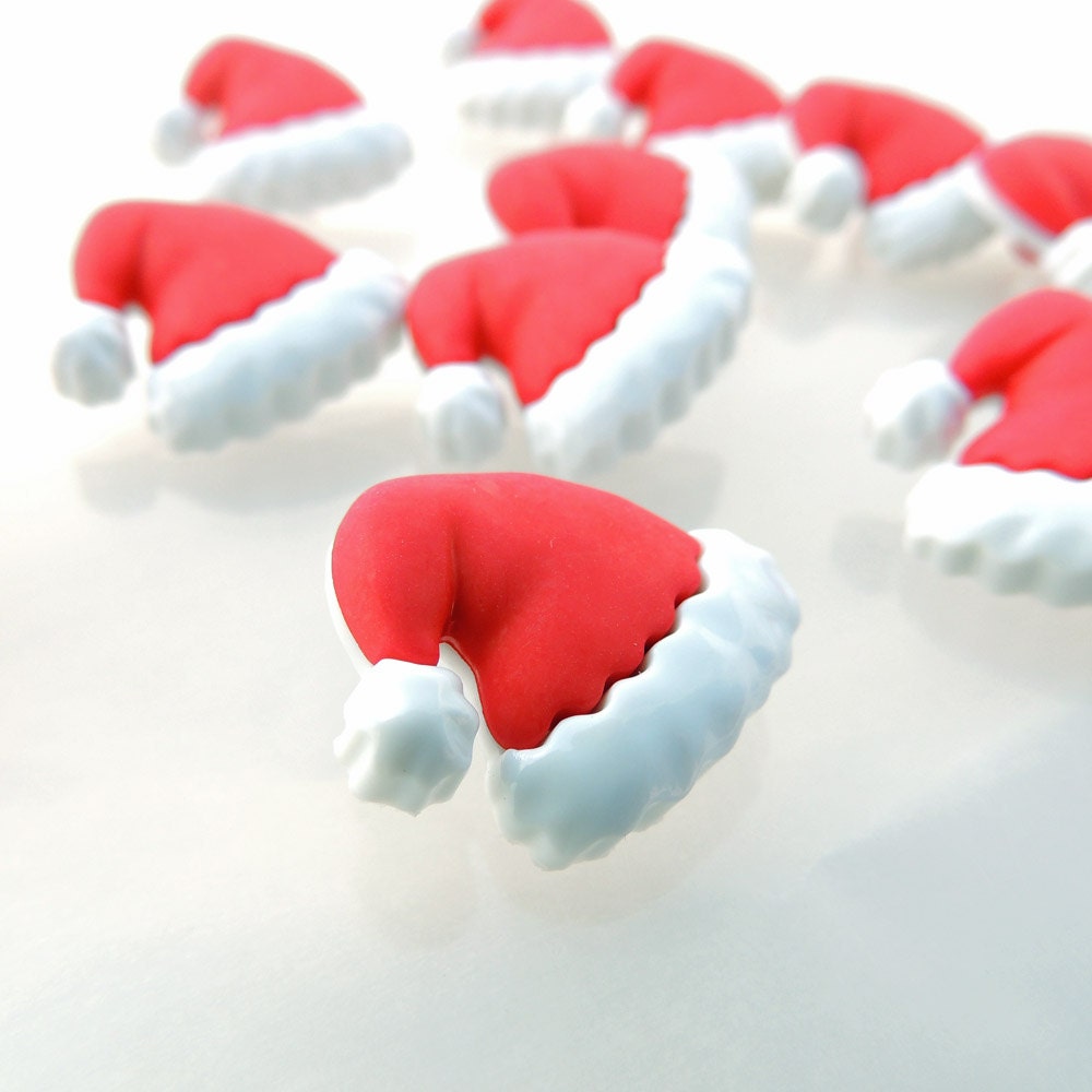 Santa Hat Buttons by Buttons Galore