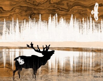 Elk art | Etsy