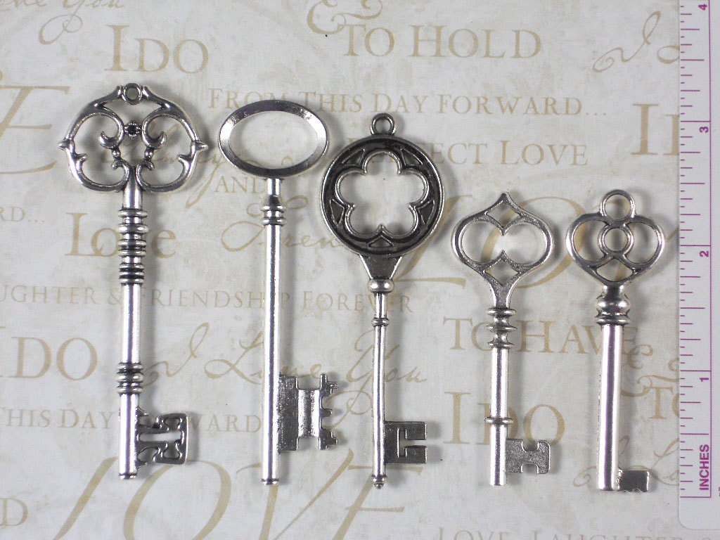 5 Skeleton Key Silver Large & XL Collection by simpsonstudios