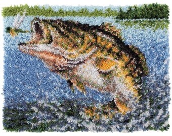 New Bass Fish Latch Hook Rug Kit 058484