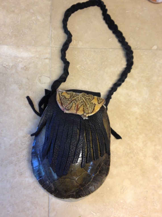 Turtle shell bag native american made neck by CherokeeSpirits