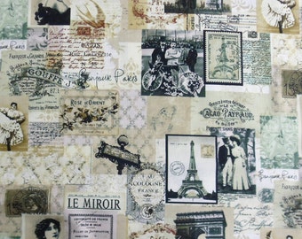 Paris print fabric | Etsy