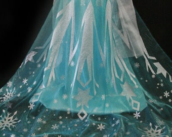 Elsa Cape fabric 96 long x 80 wide Frozen silver glitter snowflake ...
