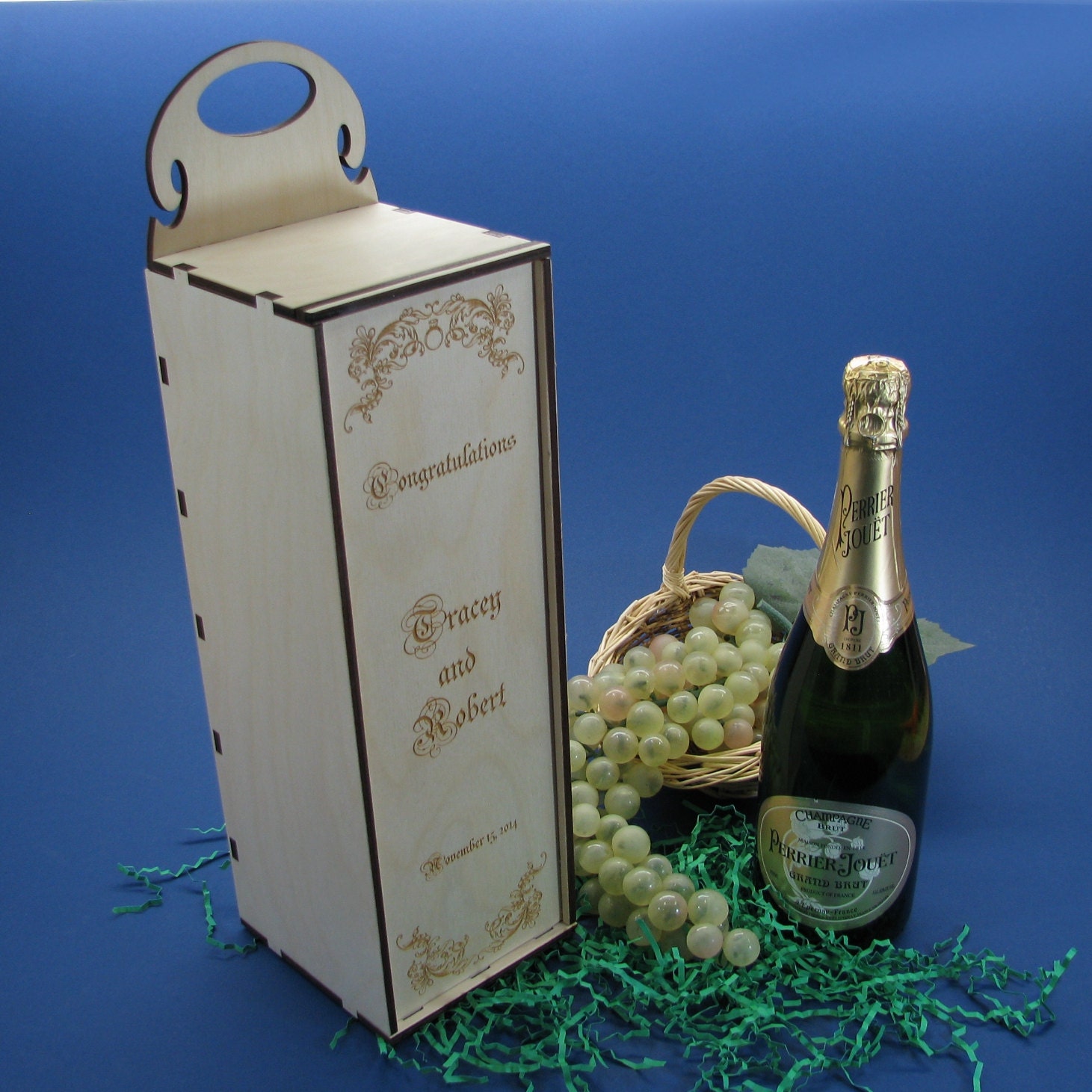 Wood Champagne Gift Box or Champagne Caddy