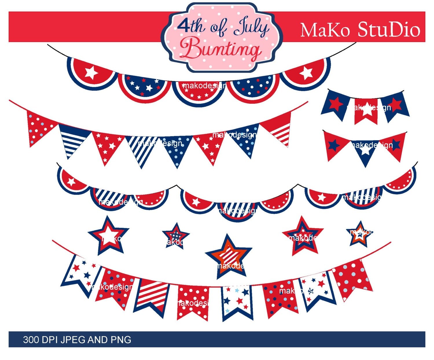 Fourth Of July Bunting Clip Art