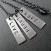 LIVE LAUGH LOVE Inspirational Necklace on Gunmetal Chain