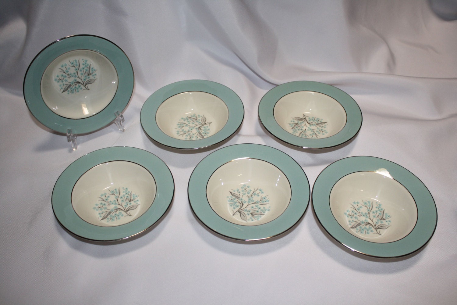 Sevron Blue Lace Dessert / Fruit Bowls, Set of Six, 1950s – Haute Juice