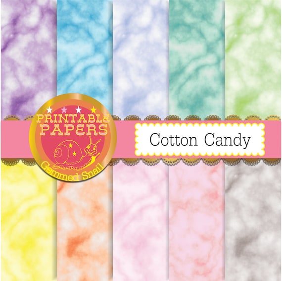 Cotton candy digital paper pink green blue yellow by GemmedSnail