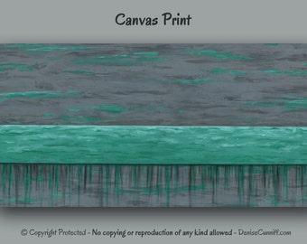 Large wall art, Teal green and grey abstract canvas print, Shabby Chic ...