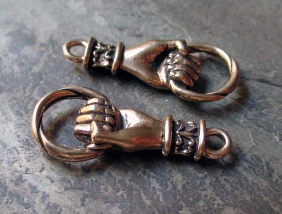 bronze hand connectors charms with rings loops hoops jewelry