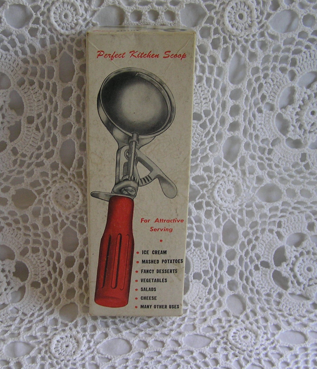 Wooden & Chrome Ice Cream Scoop in Original Box, Ice Cream Parlor Shop ...