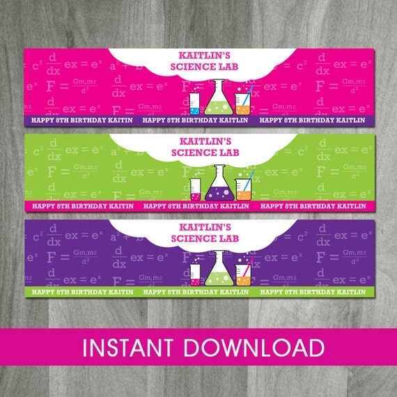 Science Birthday Party INSTANT DOWNLOAD Self Editable Water