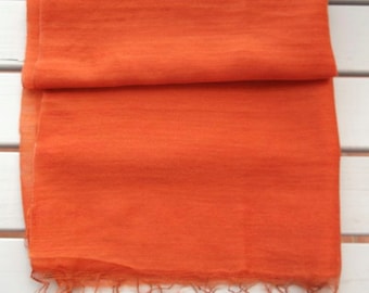 Orange silk scarf | Etsy