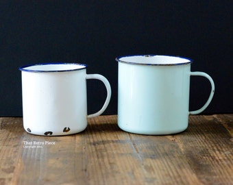 Vintage enamel mugs | Etsy