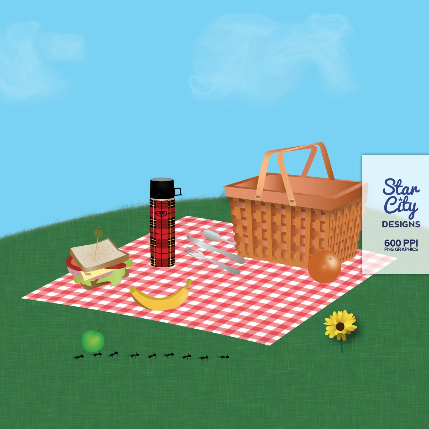 Picnic Clip Art for scrapbooking clip art by StarCityDesigns