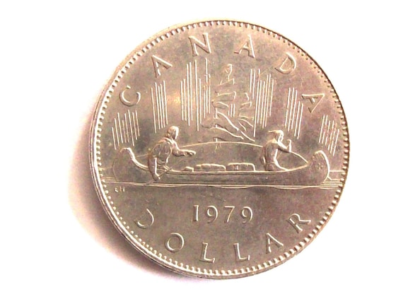 Vintage Canada 1979 1 dollar coin. Canoe by troiloartevintage