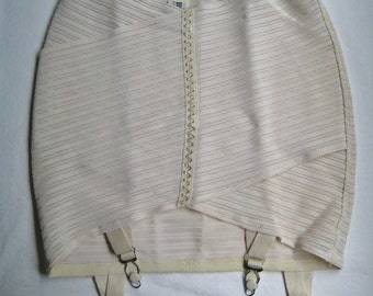 Vintage Girdle 1950s Open Bottom Garters 4 Rubber Peter Pan Little X Ivory Size Small RARE