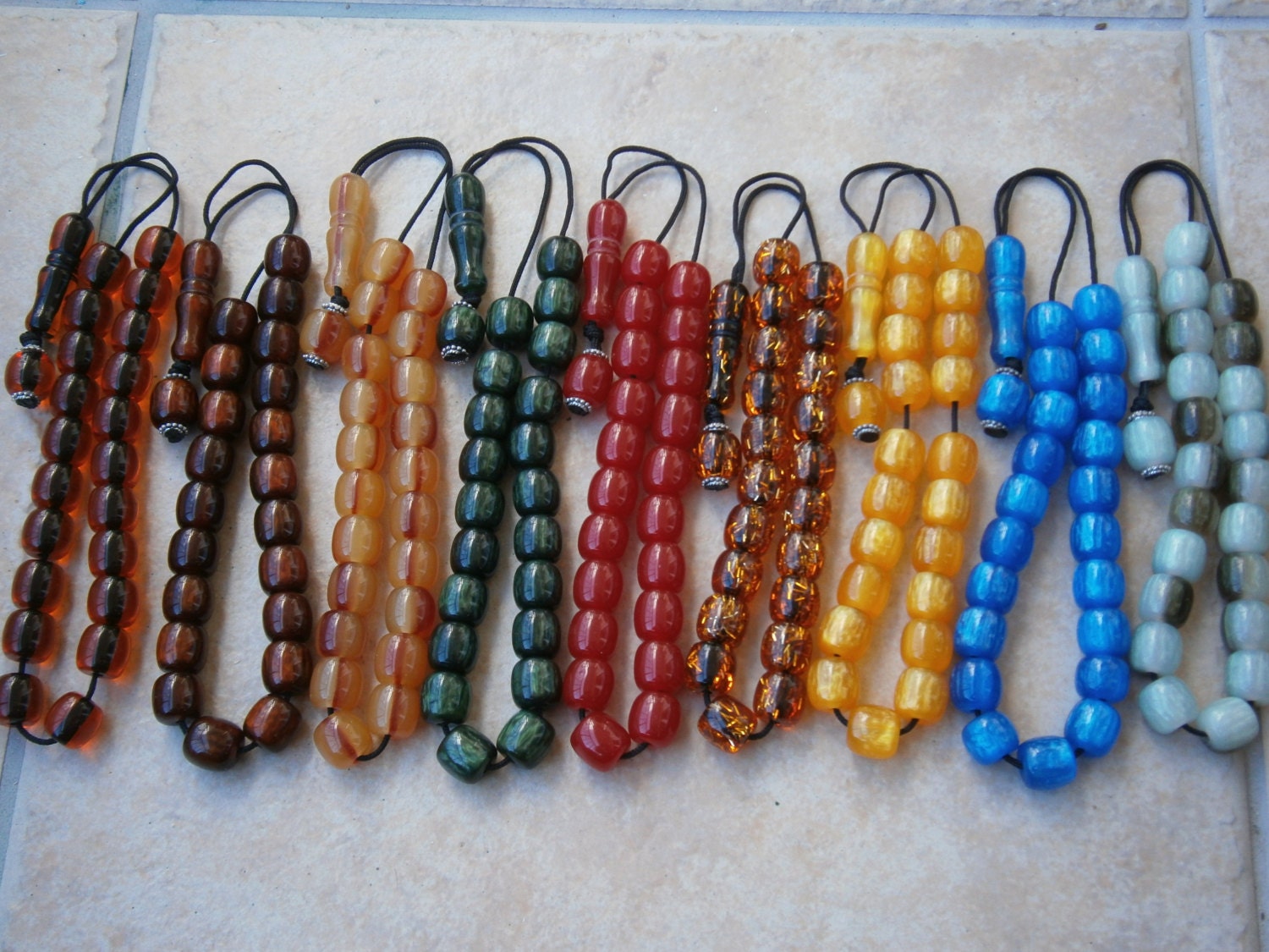 Various GREEK KOMBOLOI worry beads resin rope begleri Kabbalah