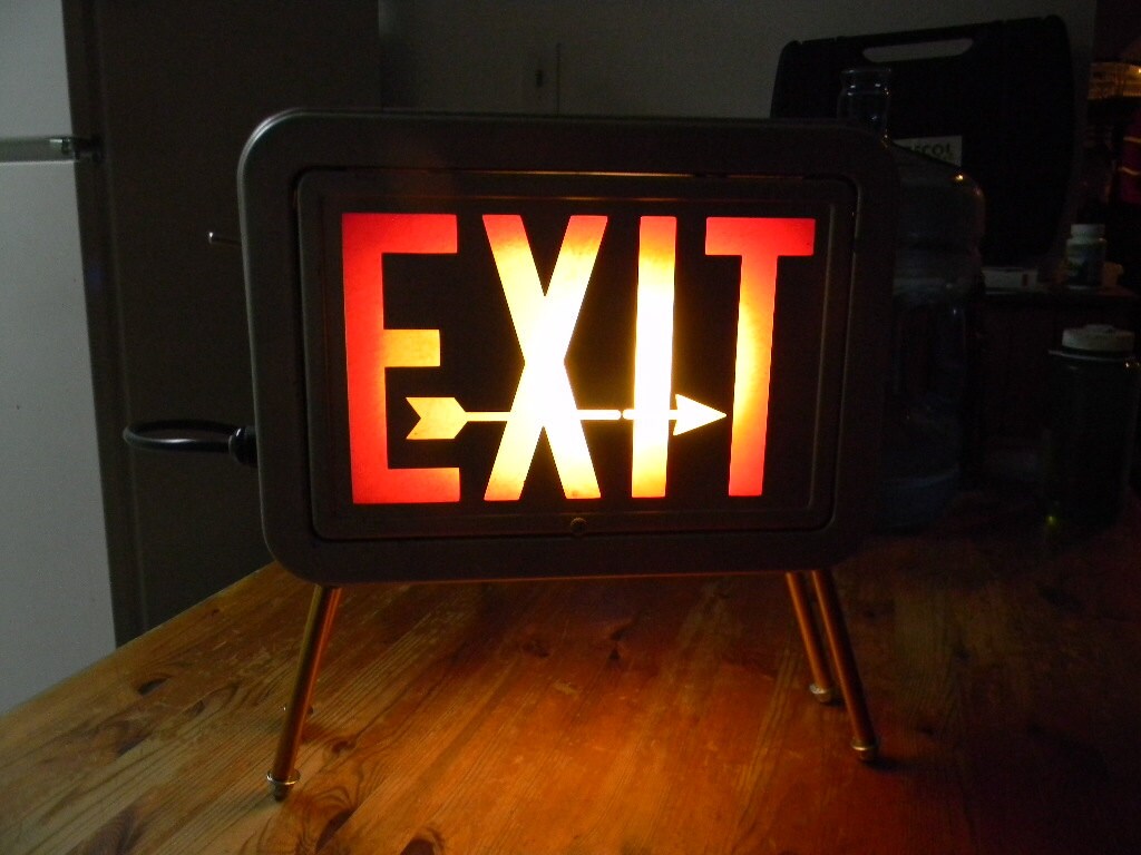Way cool 50's Exit sign desk top light