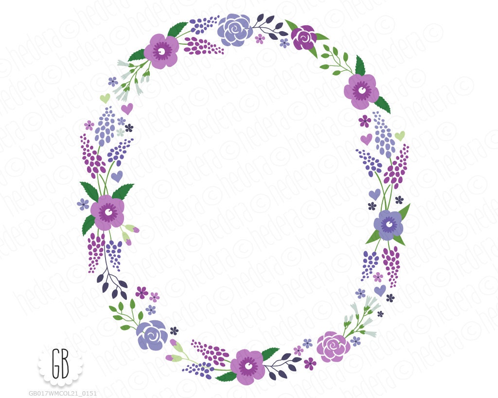 Floral wreath laurels ribbons clip art wild flowers