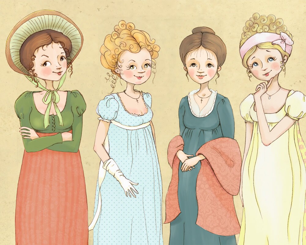Jane Austen Wall Art Print The Ladies of Jane Austen 8x10