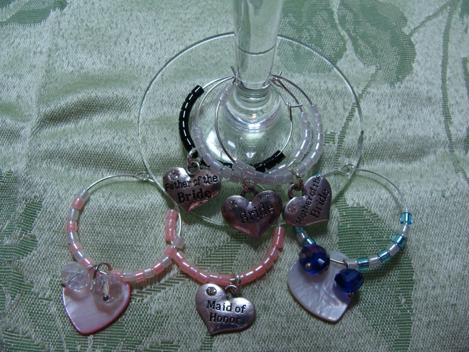 Bridal Party Wine Glass Rings Bride Side By Nanajanece On Etsy